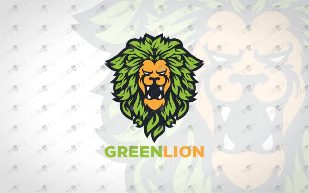 Leaf Lion Logo | Green Lion Logo For Sale – Lobotz LTD