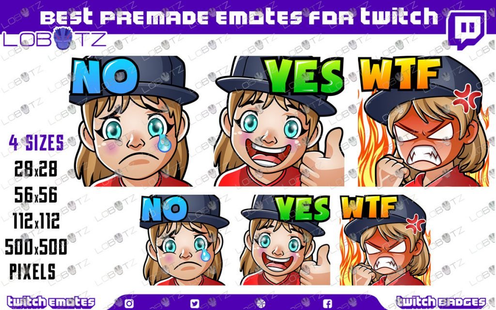 Gamer Girl Emotes / Girl Gamer Sub Badges For Twitch & Stream Premade ...