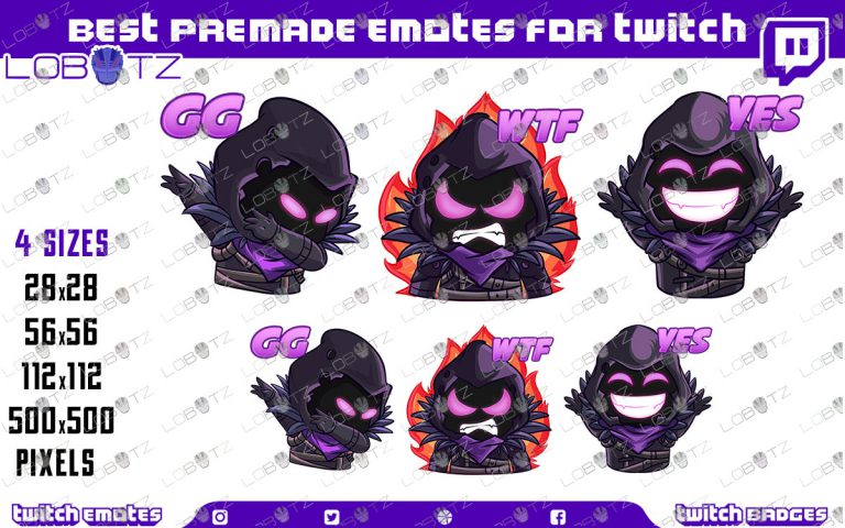 Premade Twitch Emotes Raven Emotes / Reaper Sub Badges For Twitch ...